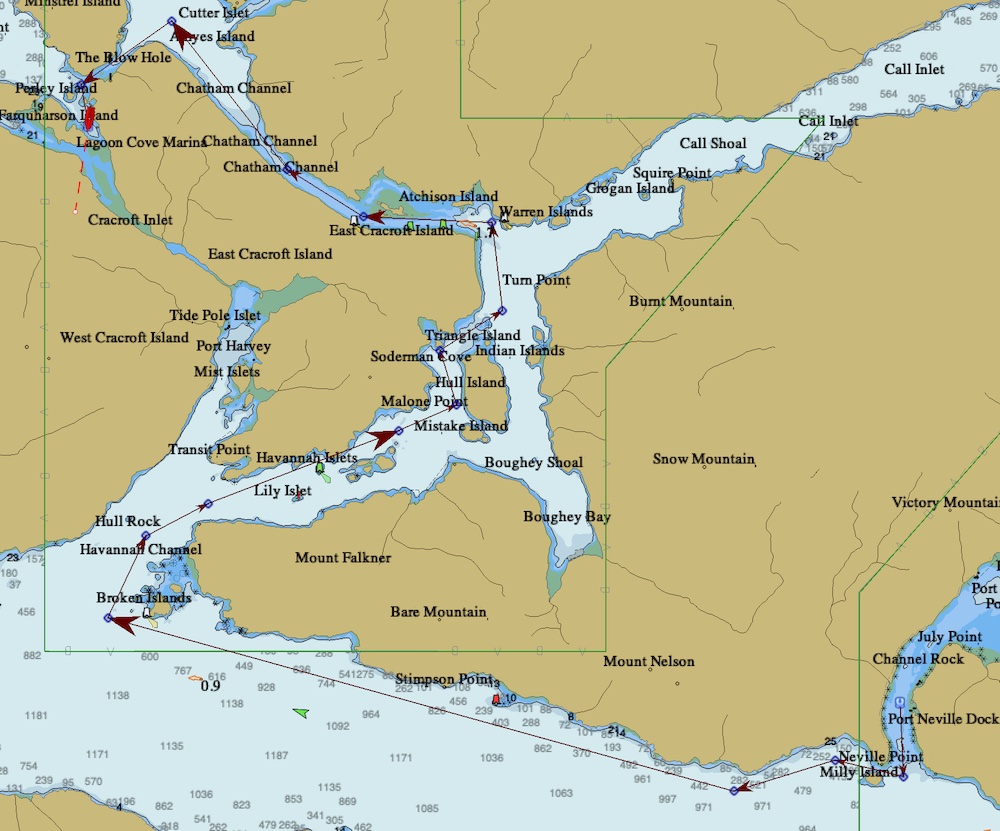 Past the range markers and through the Blow Hole, to Lagoon Cove ...
